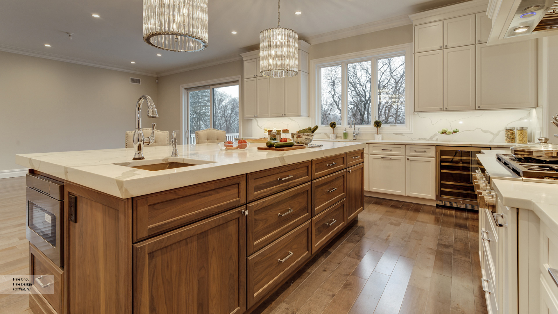 Casual White Maple and Walnut Kitchen Cabinets - Omega