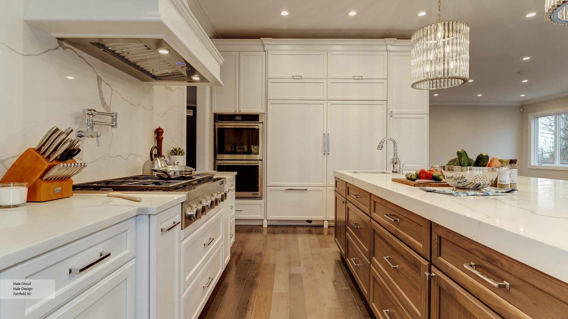Casual White Maple and Walnut Kitchen Cabinets - Omega